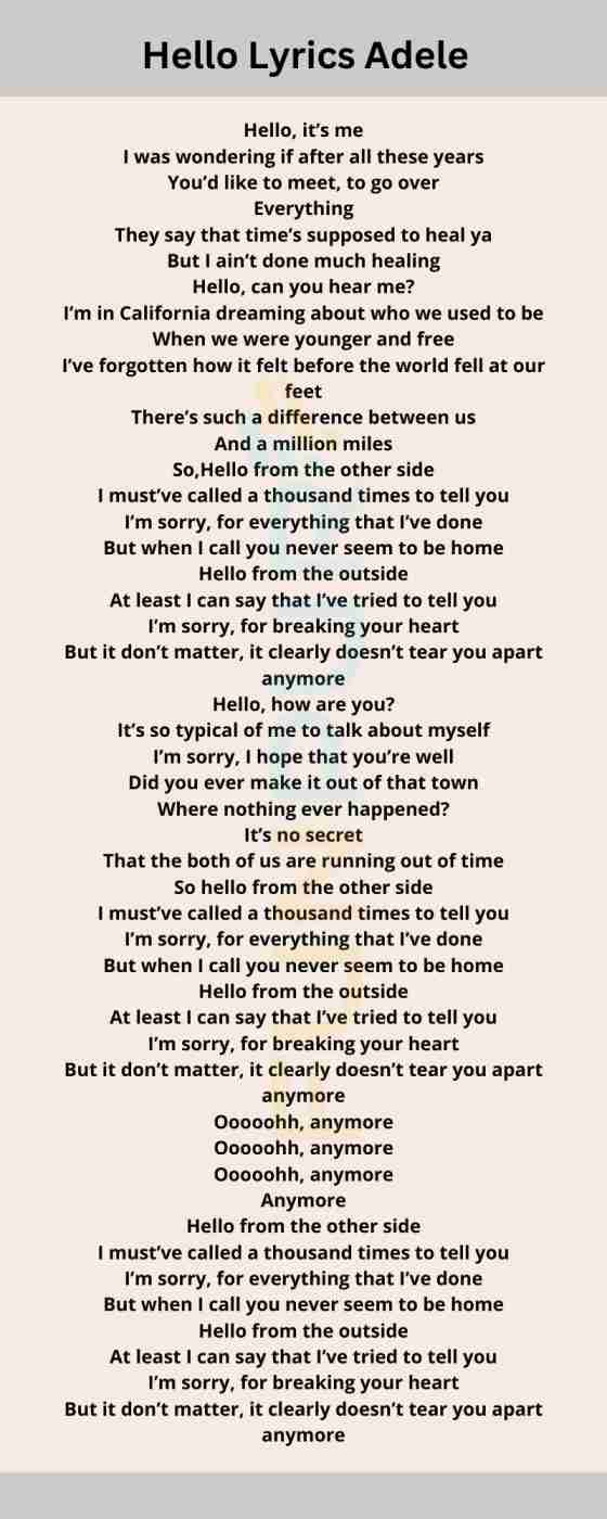 Hello Lyrics Adele