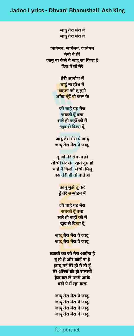 Jadoo Lyrics Dhvani Bhanushali, Ash King